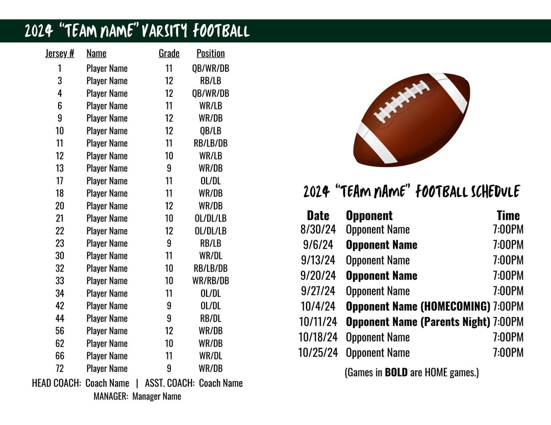 Football/sporting Event Program Digital Download - Etsy