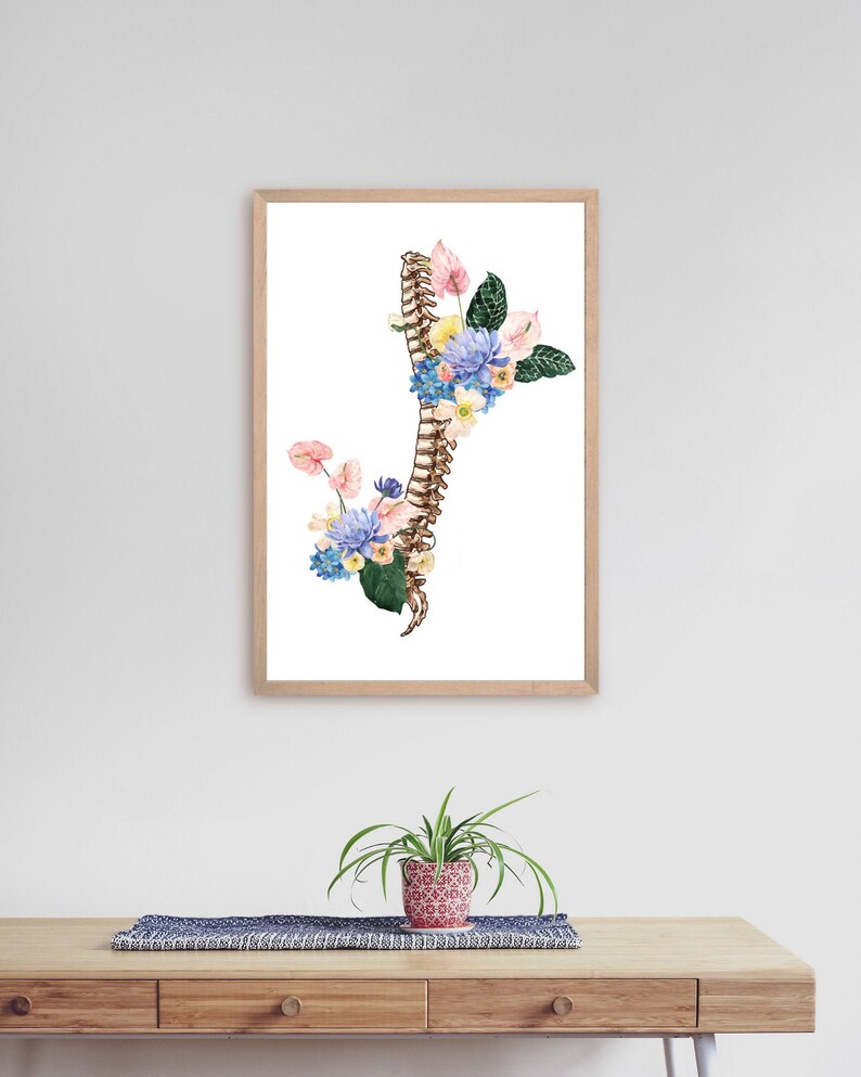 Spine Flower Art - Anatomy Wall Art - Chiropractor Gift - Anatomy ...