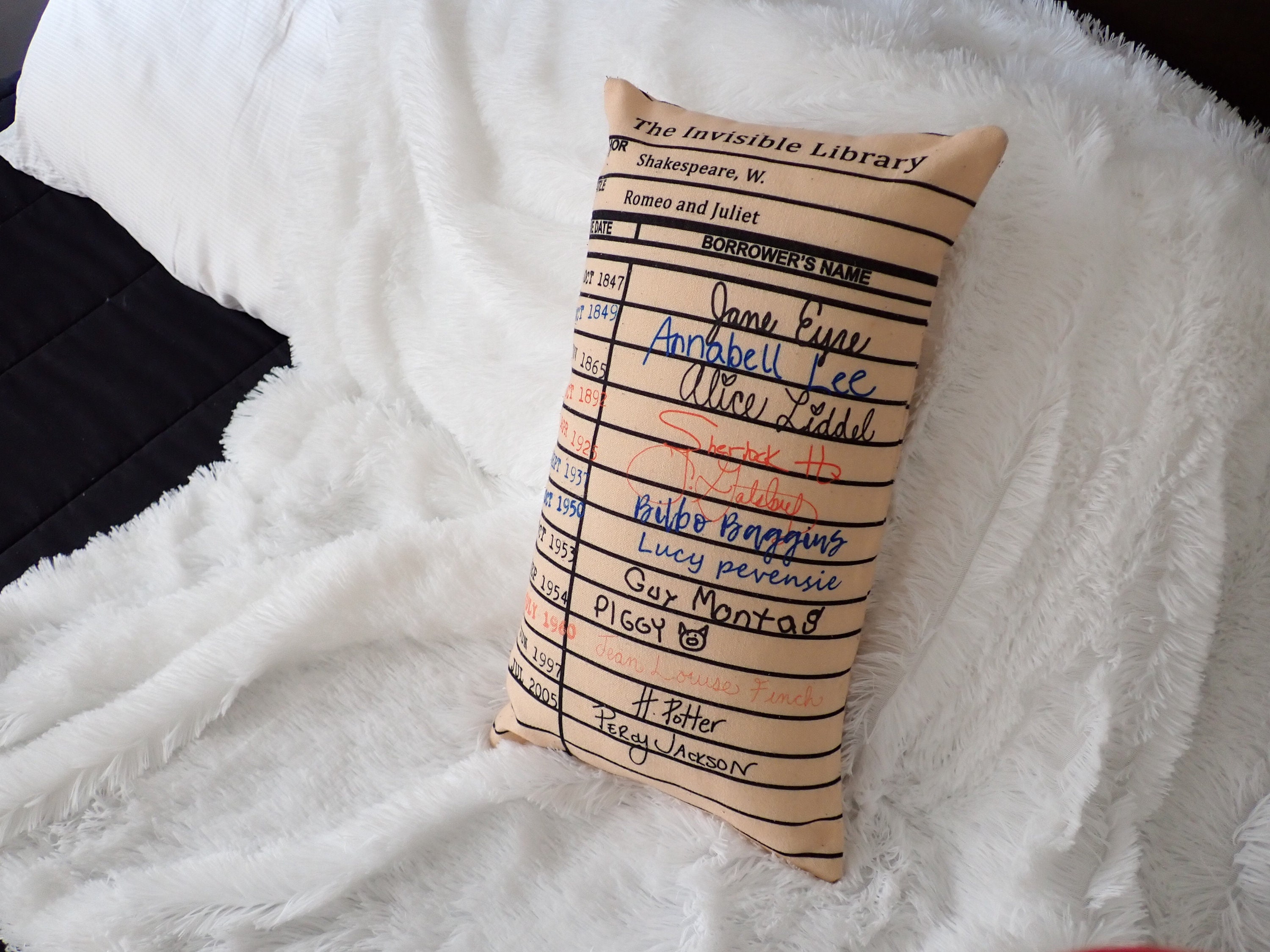 Vintage Library Card Pillow W/ Famous Character Signatures! - Etsy
