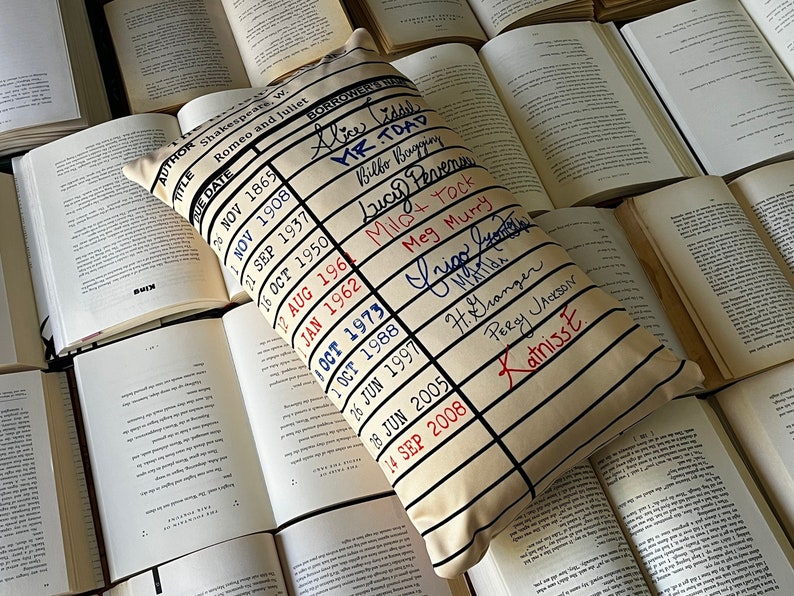 Vintage Library Card Book Return Card Throw Pillow Nursery Reading ...