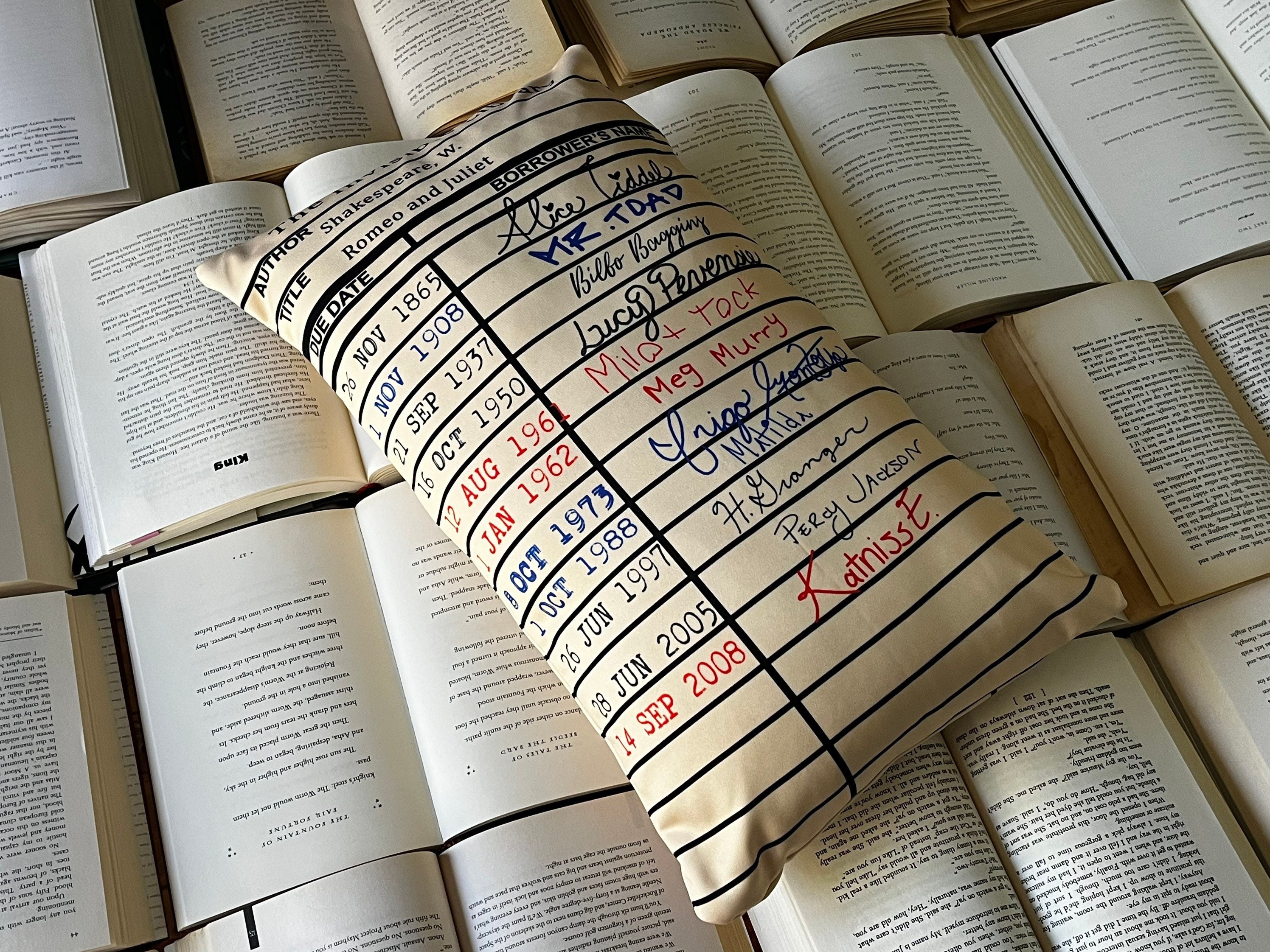 Vintage Library Card Book Return Card Throw Pillow Nursery Reading ...