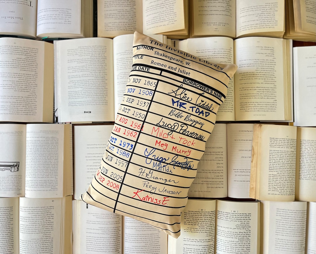 Vintage Library Card Book Return Card Throw Pillow Nursery Reading ...