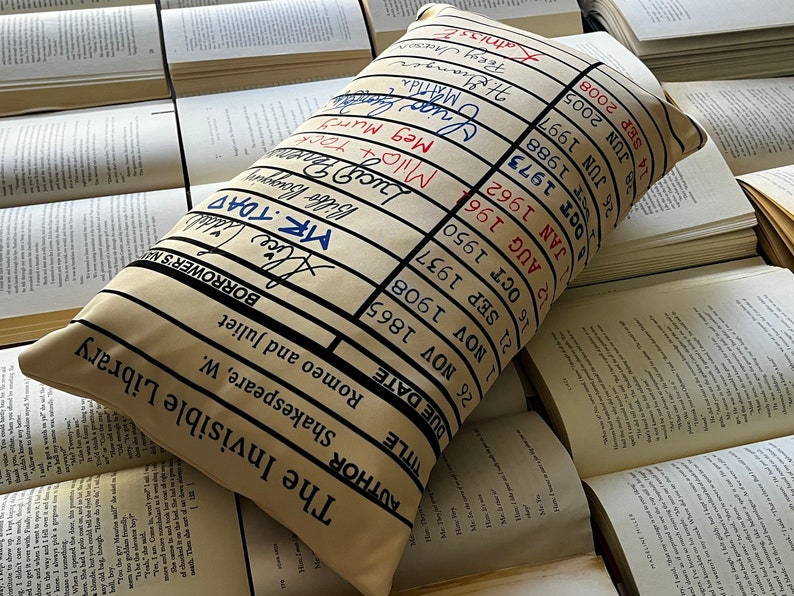 Vintage Library Card Book Return Card Throw Pillow Nursery Reading ...