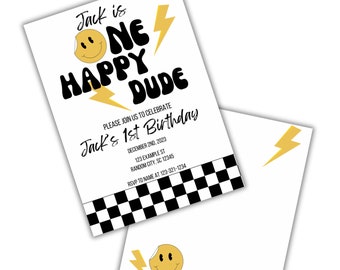 One Happy Dude Birthday Invitation - Etsy