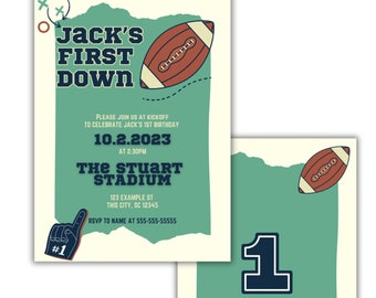Customized Birthday Invitation: FIRST Down Football Birthday Invitation ...