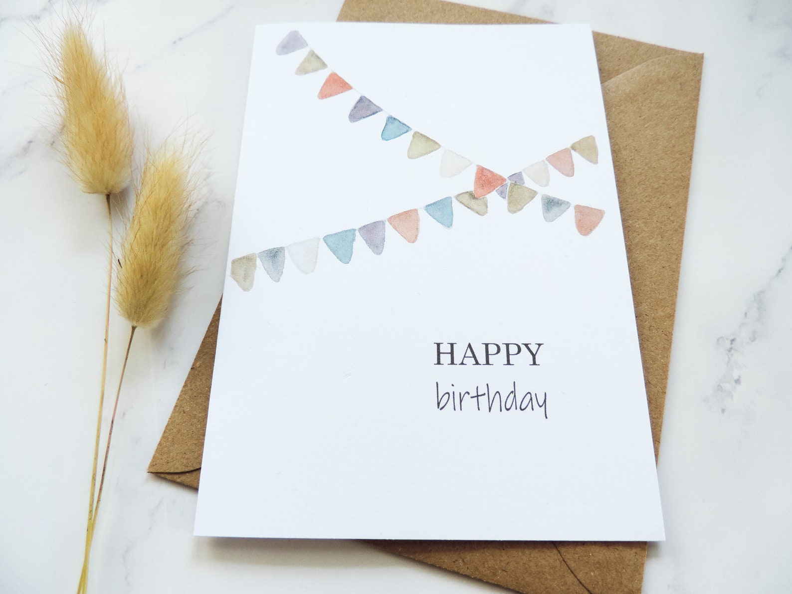 Aquarelle Birthday Card With Envelope, Watercolour Happy Birthday Card ...