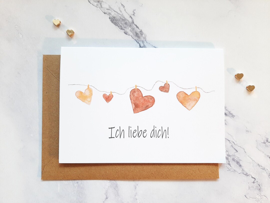 I Love You Card, String of Heart Greeting Card With Envelope (A6 ...
