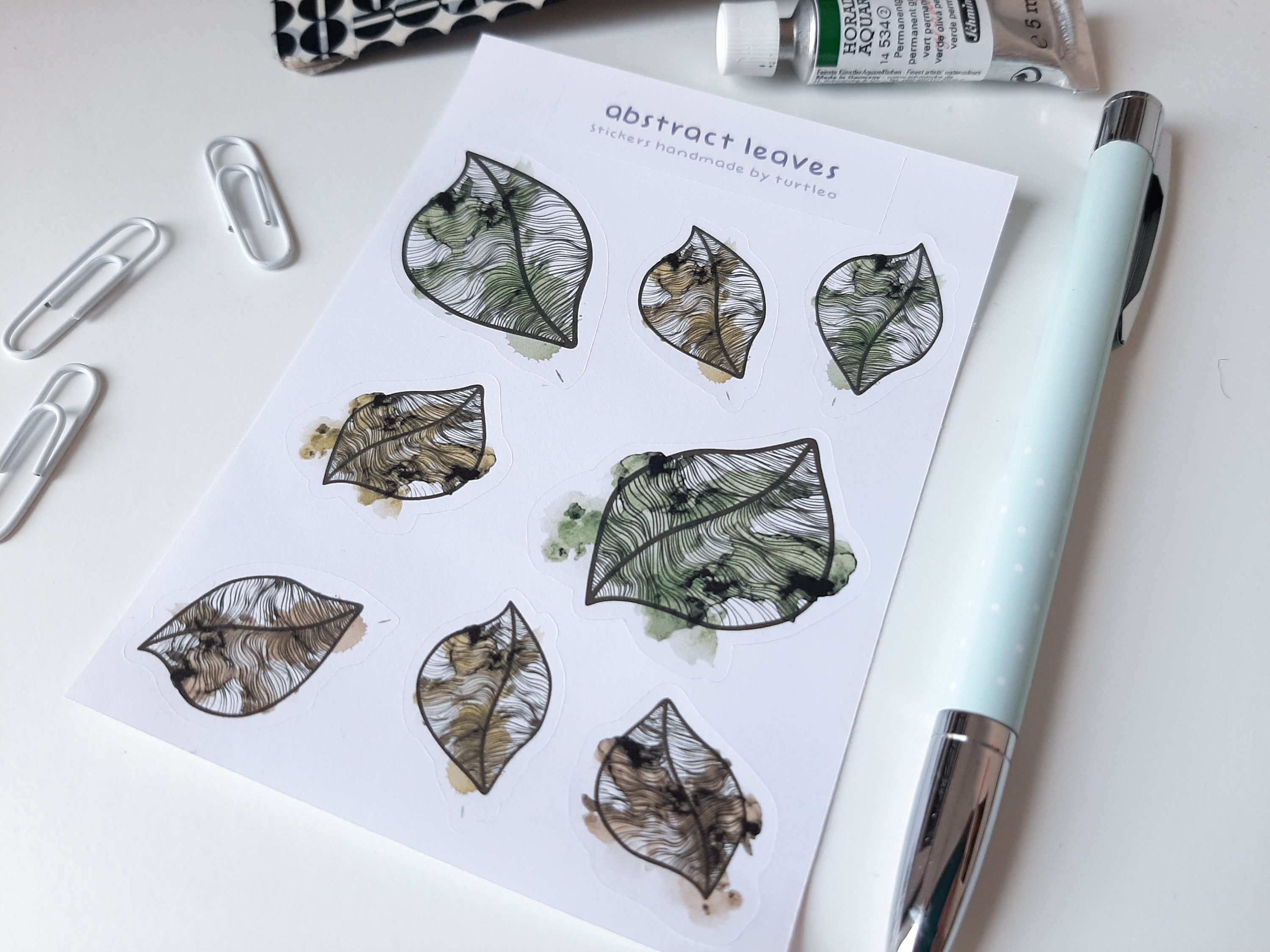 Leaf Sticker Sheet Abstract leaves bullet journal sticker | Etsy