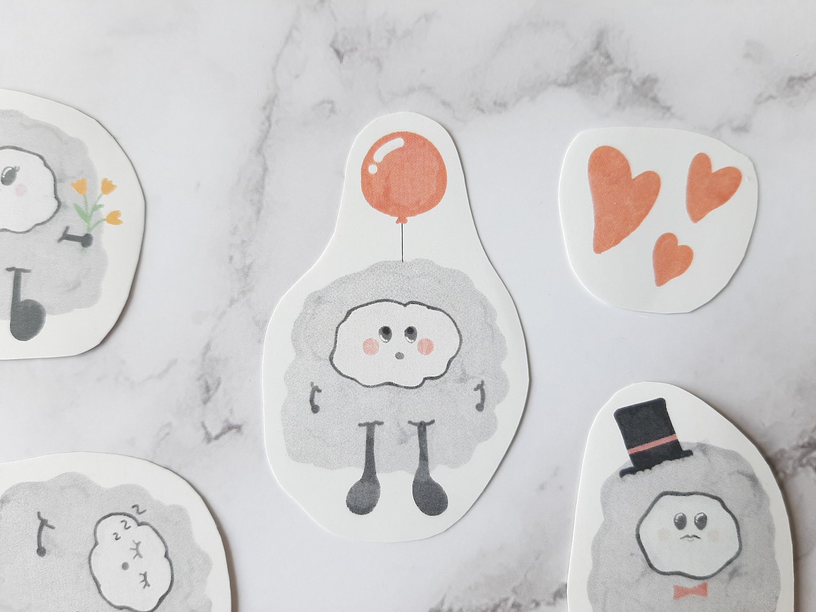 Fluffy Sheep Stickers - Aquarell Animal Decals - Kawaii Planner Labels ...