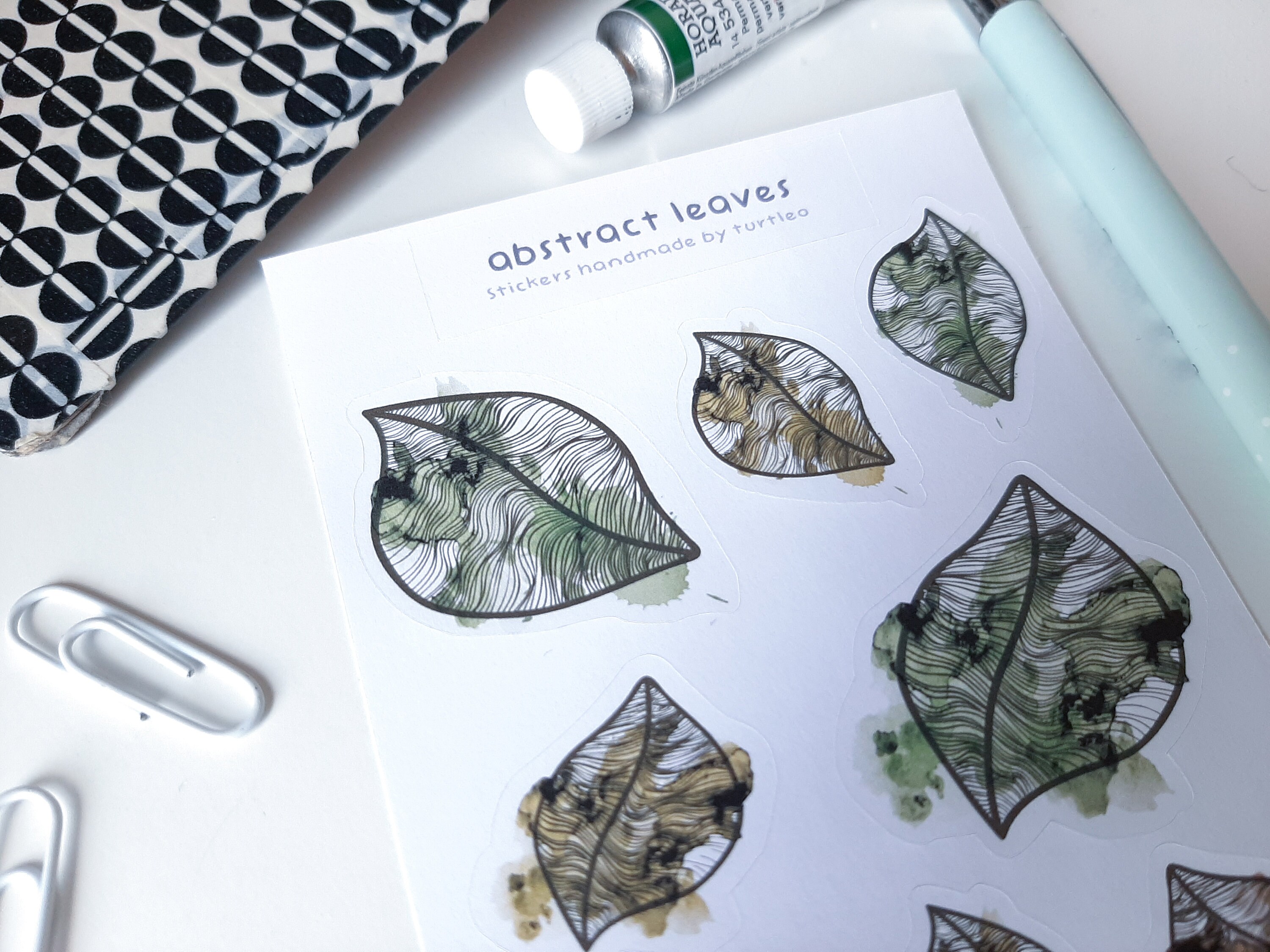 Leaf Sticker Sheet Abstract leaves bullet journal sticker | Etsy