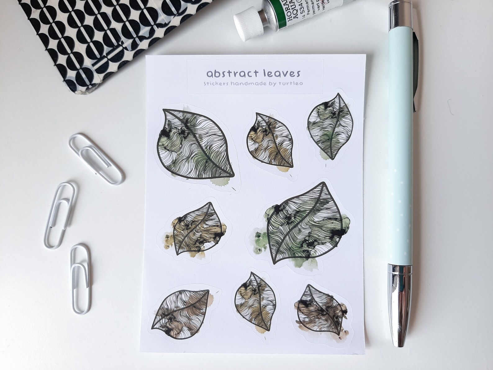 Leaf Sticker Sheet Abstract leaves bullet journal sticker | Etsy