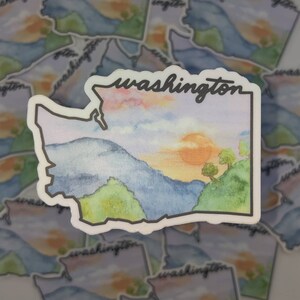 Washington State Sticker Watercolor WA Sticker Waterproof | Etsy
