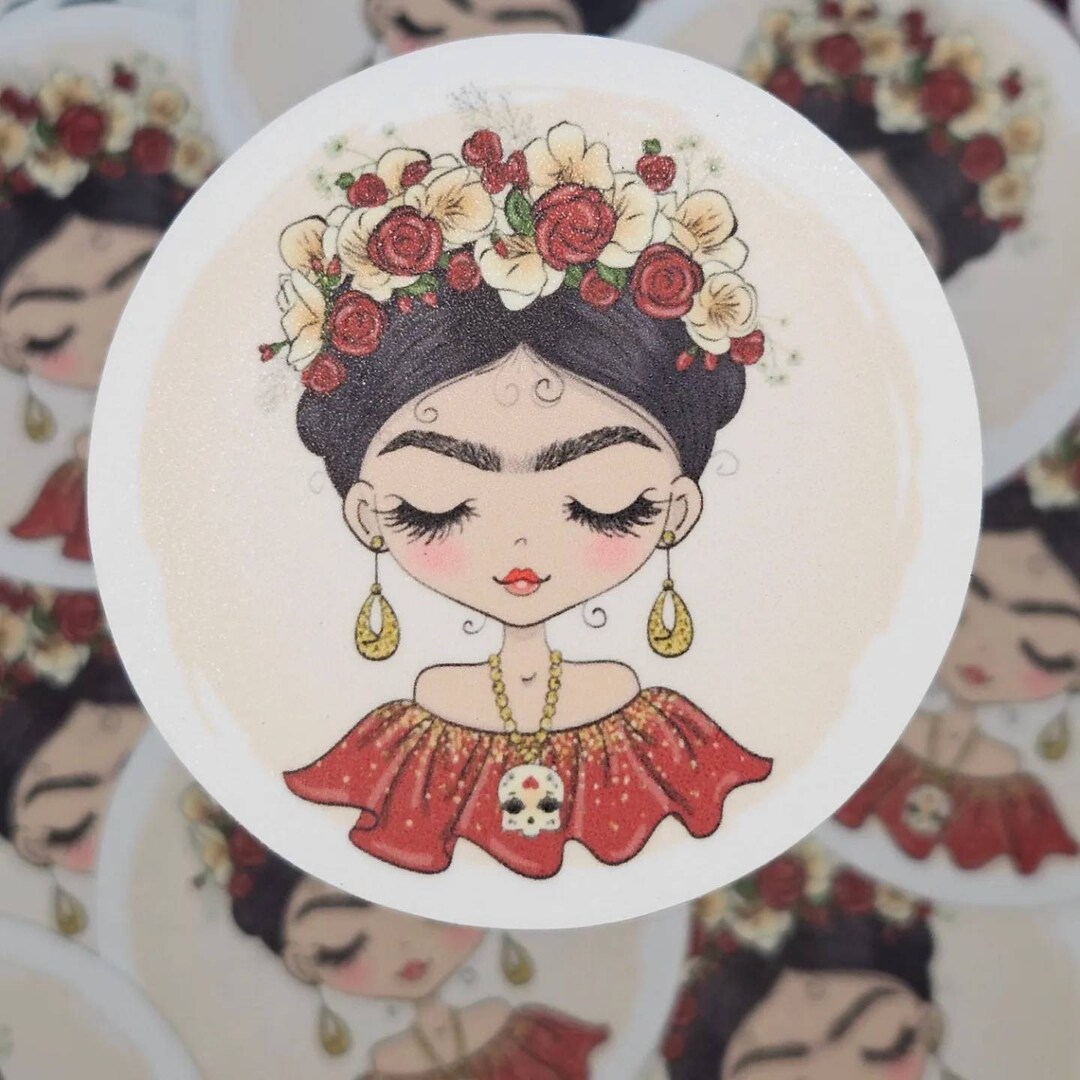 Cute Frida Kahlo Sticker, Vibrant Frida Sticker, Waterproof Frida Water ...