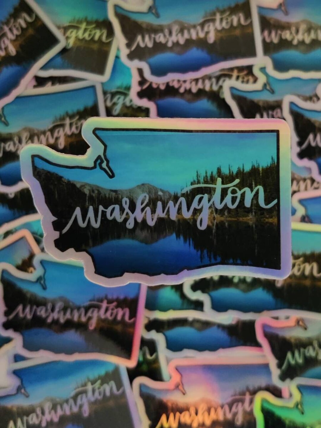 Holographic Washington State Sticker, Scenic WA Sticker, Waterproof ...