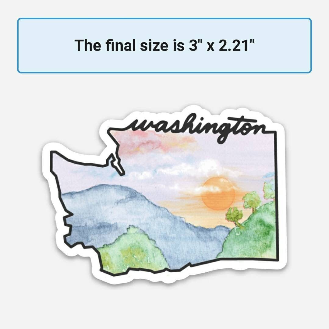 Washington state sticker watercolor WA sticker waterproof | Etsy
