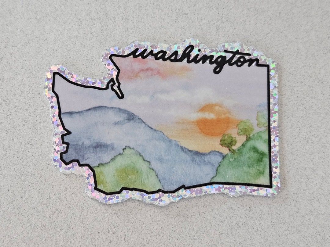 Glitter Washington State Sticker, Scenic WA Sticker, Waterproof Water ...