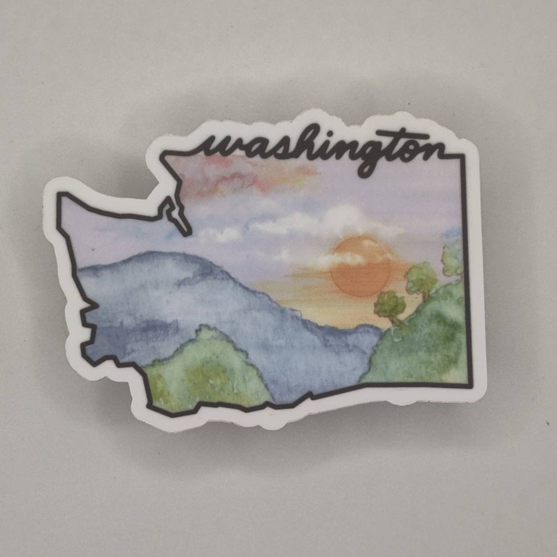 Washington State Sticker Watercolor WA Sticker Waterproof | Etsy