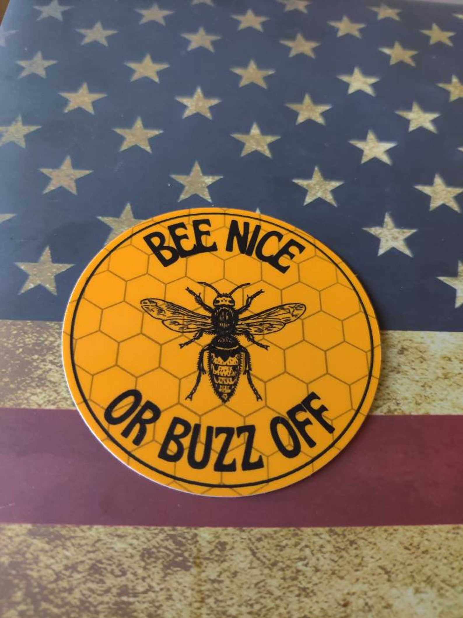 Bee Nice Sticker Buzz off Vinyl Sticker Waterproof Water - Etsy