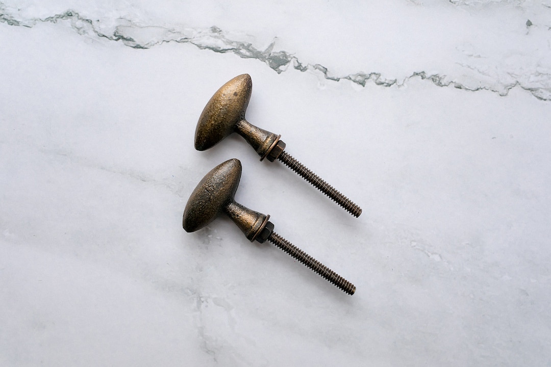 Antique Iron Drawer Knob: Oval Distressed Pull - Etsy