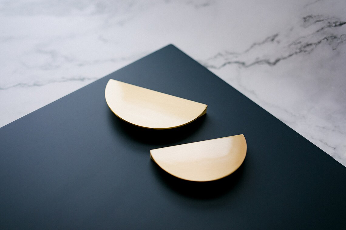 Brass Half Moon Handles Kitchen Handle Drawer Handle - Etsy