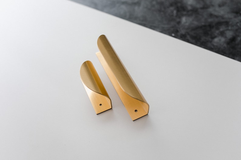 Curved Brass Lip Cabinet Pull Brass Handle Kitchen Handle - Etsy UK