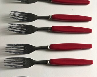 Red Handle Flatware | Etsy