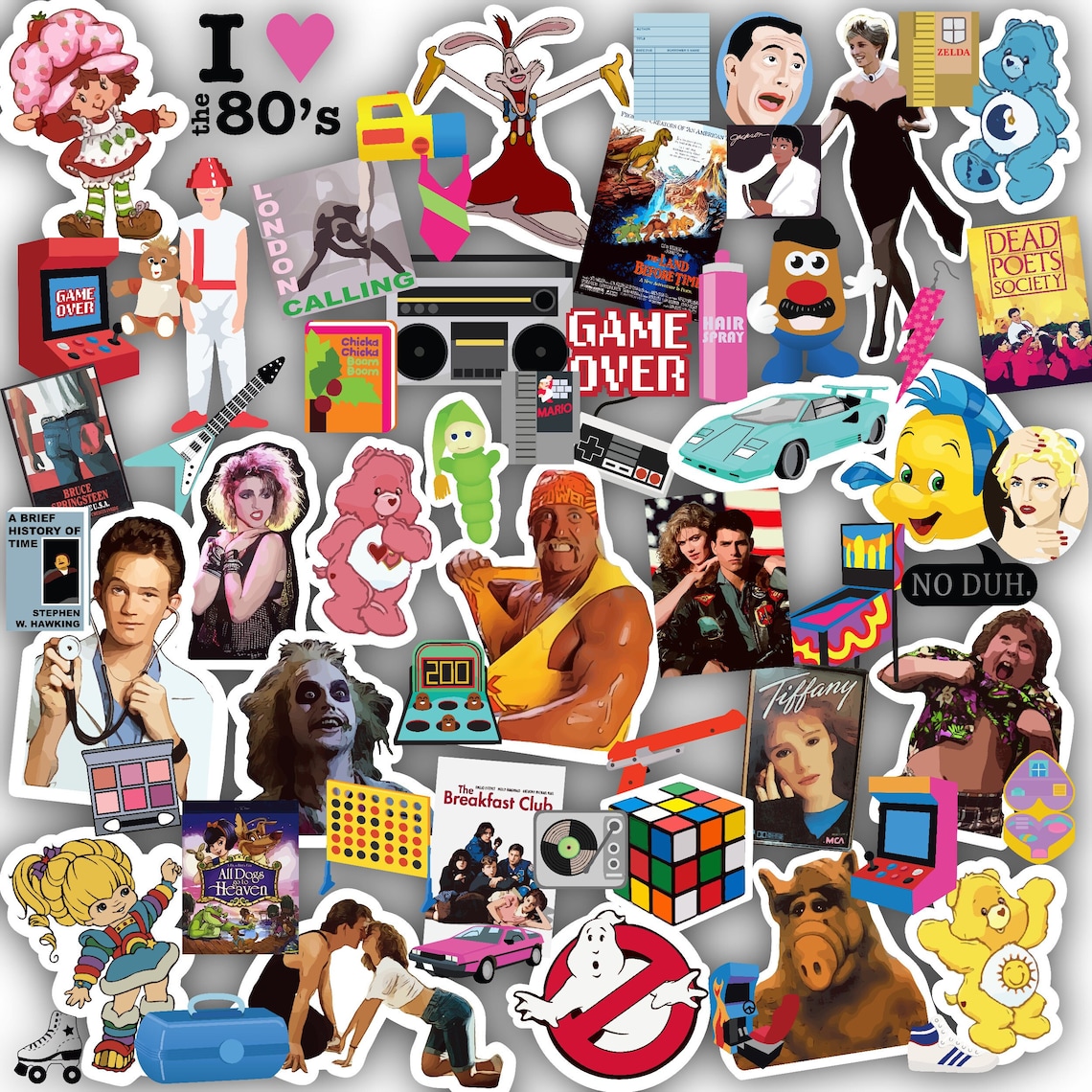 Jaren '80 nostalgie sticker grabbag die cut - Etsy Nederland