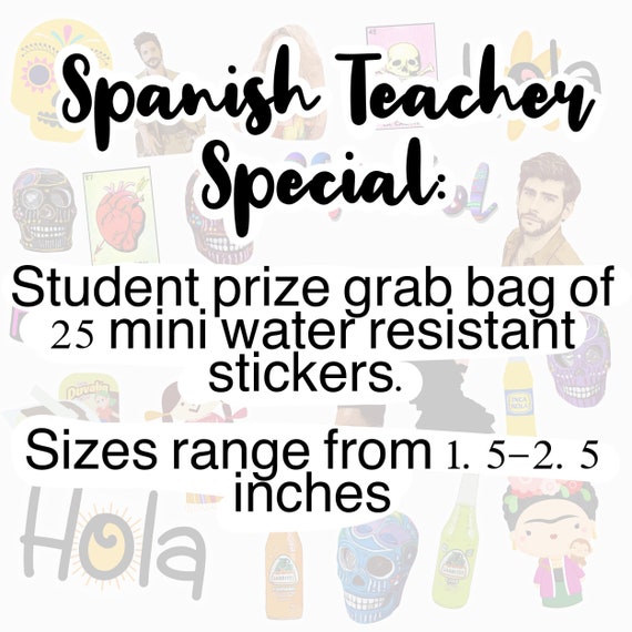 Spanish Class Prize Sticker Grab Bag Die Cut Water Resistant | Etsy