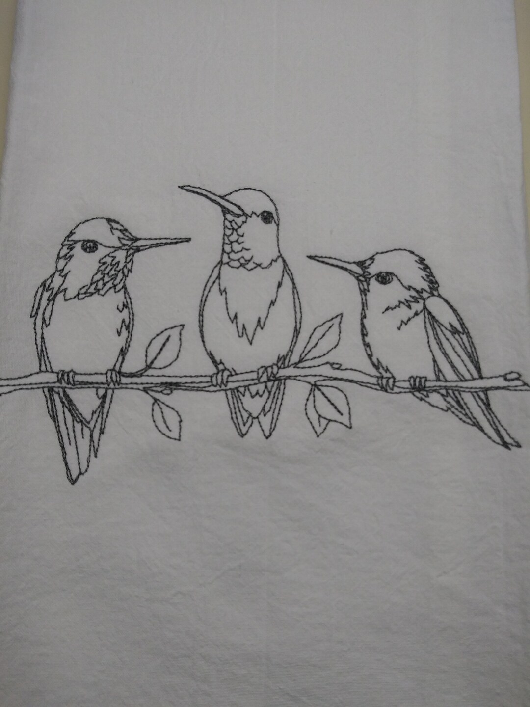 Hummingbird Towel, Hummingbird Flour Sack Towel. Machine Embroidered ...