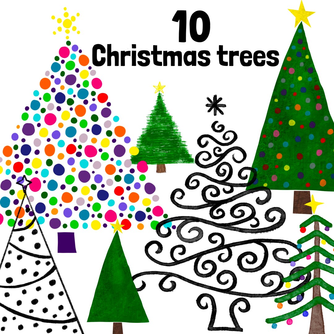 Christmas Tree Clipart - 10 Individual PNG Files - Commercial Use ...
