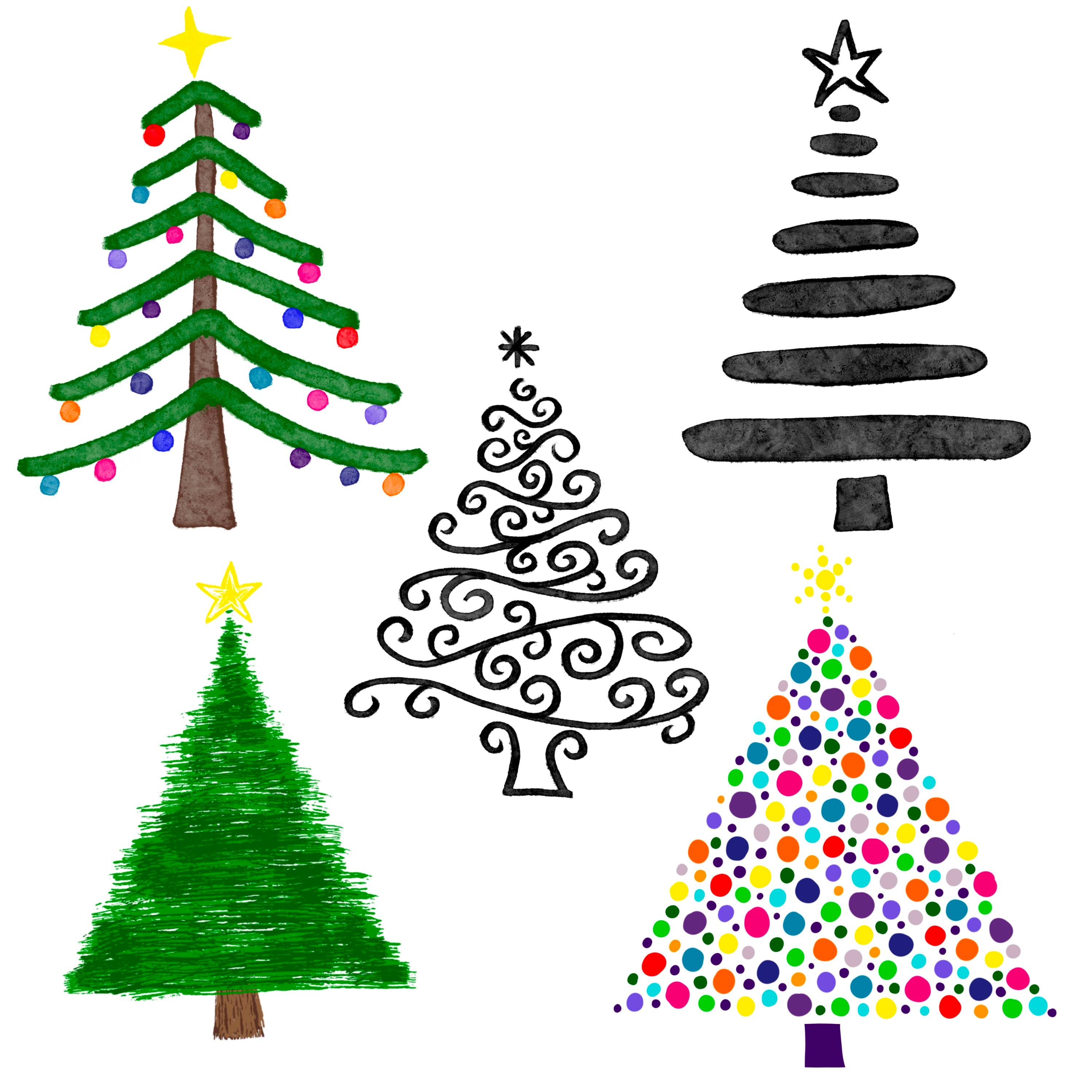 Christmas Tree Clipart - 10 Individual PNG Files - Commercial Use ...