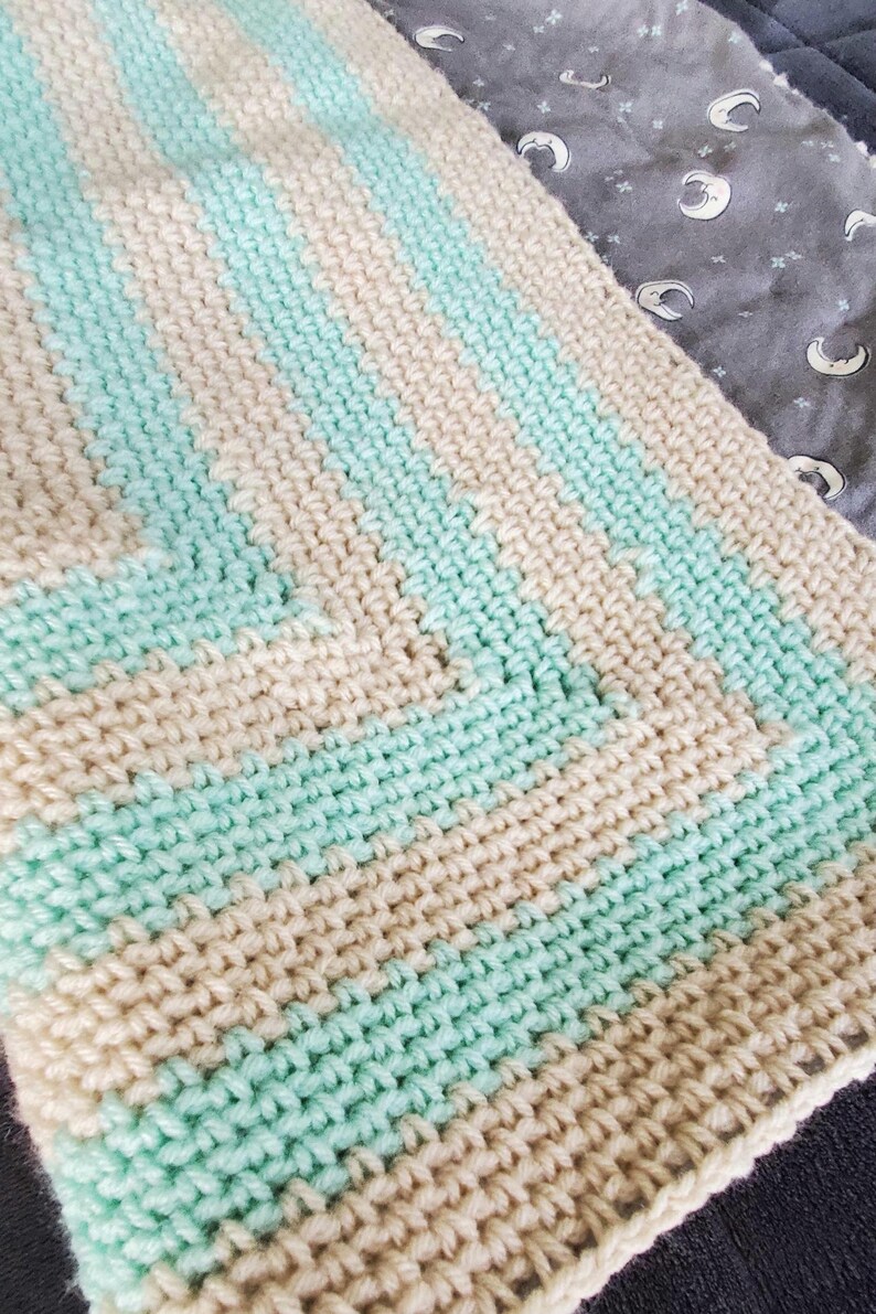 Crocheted Infinity Granny Square Blanket With Moon and Stars Flannel ...