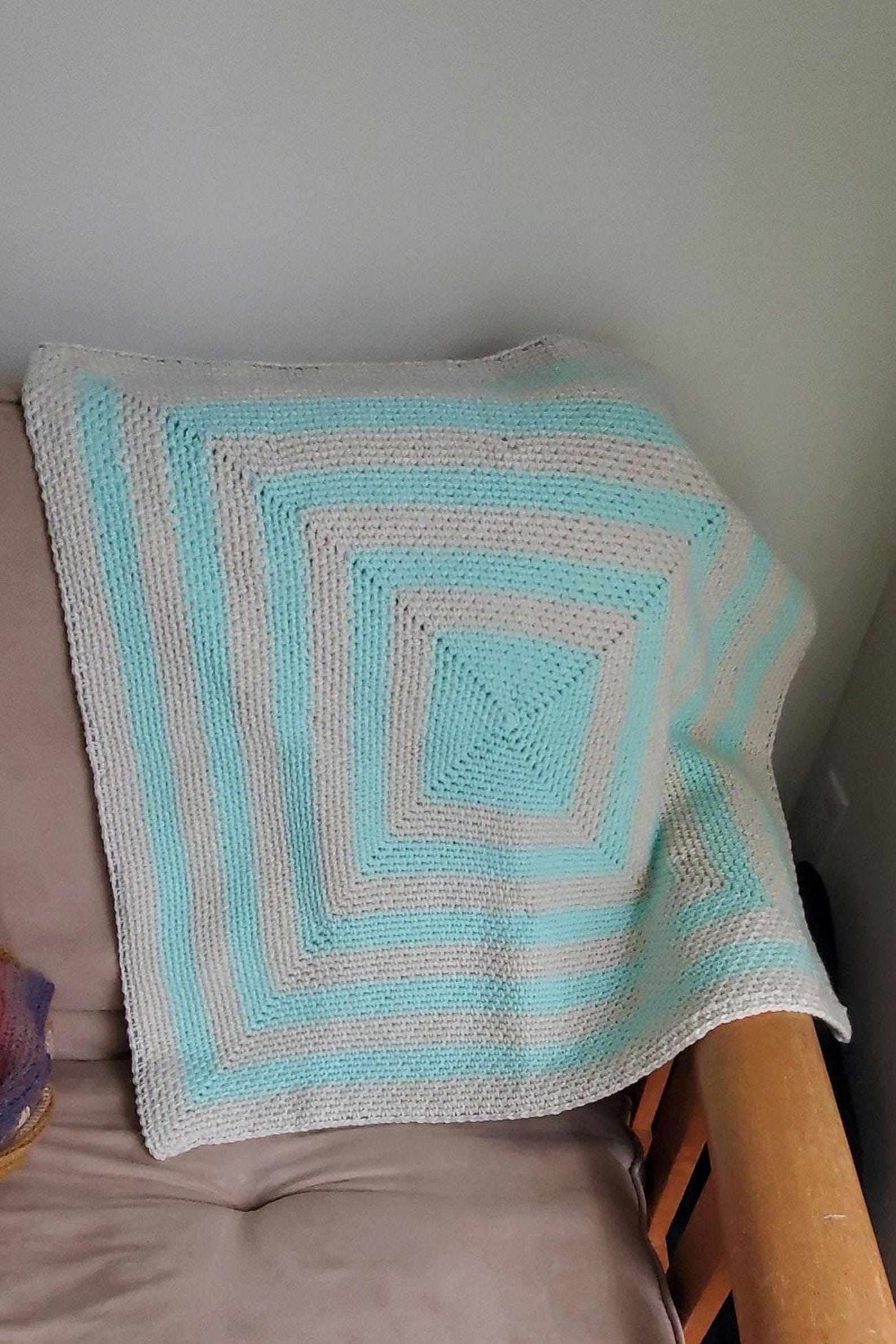 Crocheted Infinity Granny Square Blanket With Moon and Stars Flannel ...