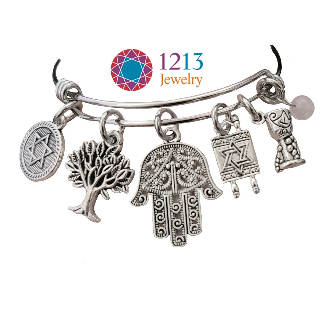 Jewish Israel Rose Quartz Bracelet Torah Star of David Hamsa Tree of ...