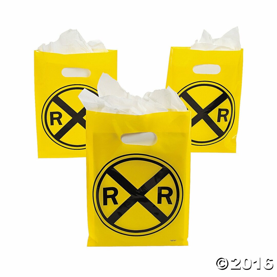 Yellow Railroad Crossing Sign Loot Bags 12 Ct - Etsy