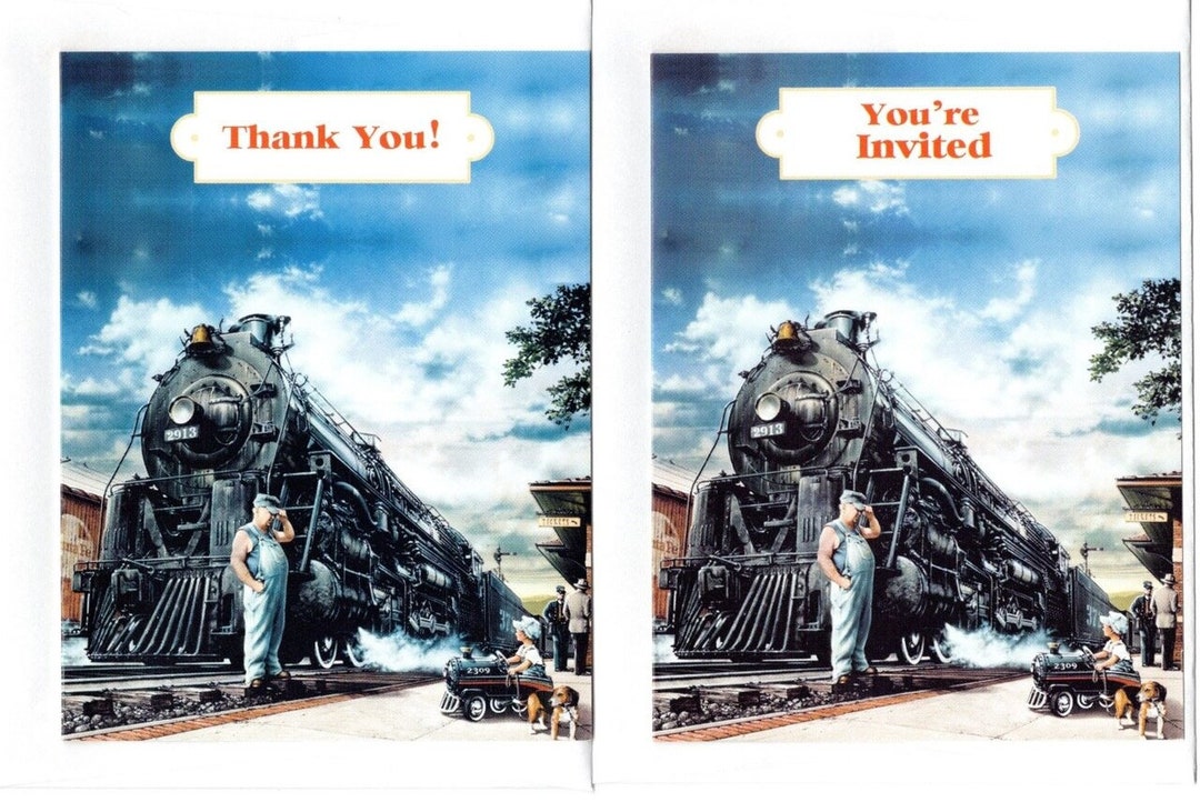 Whistle Stop Party Invite and Thank You Combo Pack - Etsy