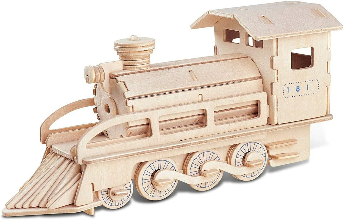 Steam Train 3D Puzzle Wood Craft Construction Kit 72pc | Etsy