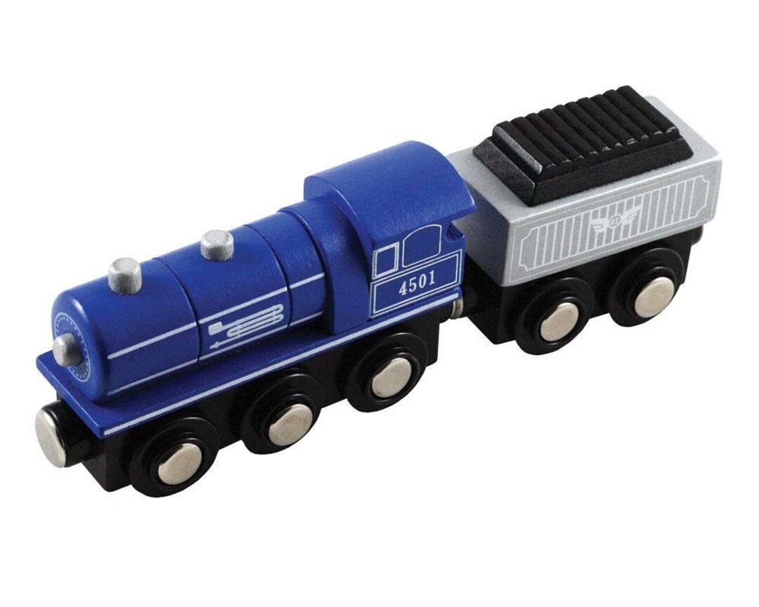 Li'l Chugs Wooden Trains Steam Locomotive and Coal Tender Blue - Etsy