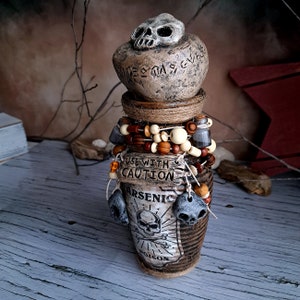 Death Poison Apothecary Bottle for Witchcraft Decor, Halloween Skull ...