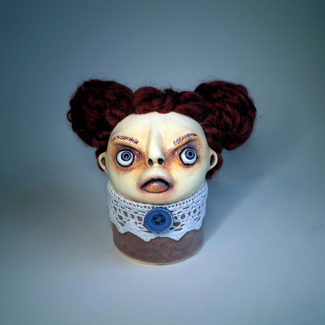 Strange Girl Art Sculpture, Weird Stuff Shelf Decor, One of a Kind ...