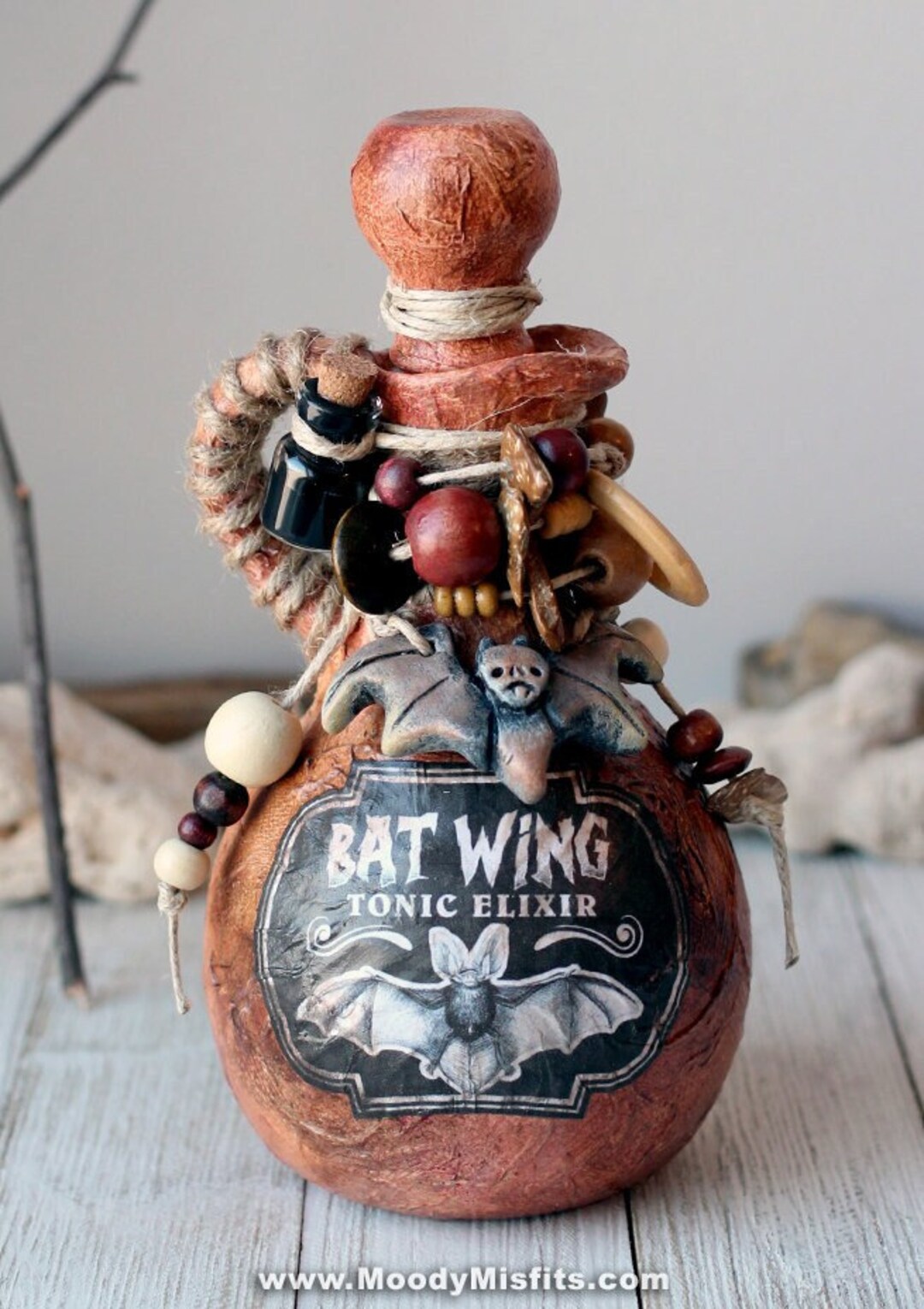 Handmade Bat Wings Potion Bottle for Witchcraft, Gothic Apothecary Jar ...