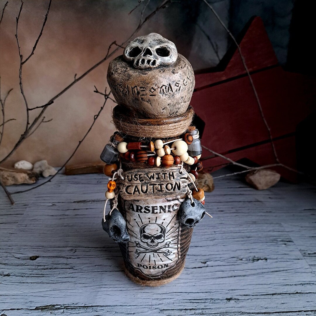Death Poison Apothecary Bottle for Witchcraft Decor, Halloween Skull ...