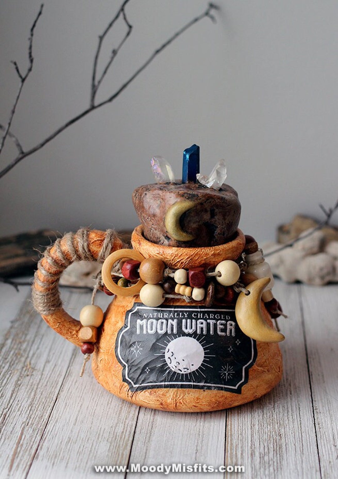 Handcrafted Moon Water Jug for Rituals, Witchy Apothecary Bottle ...