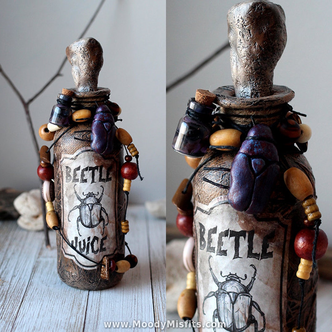Beetle Juice Potion Bottle, Apothecary Bottles, Decor for Witchcraft ...