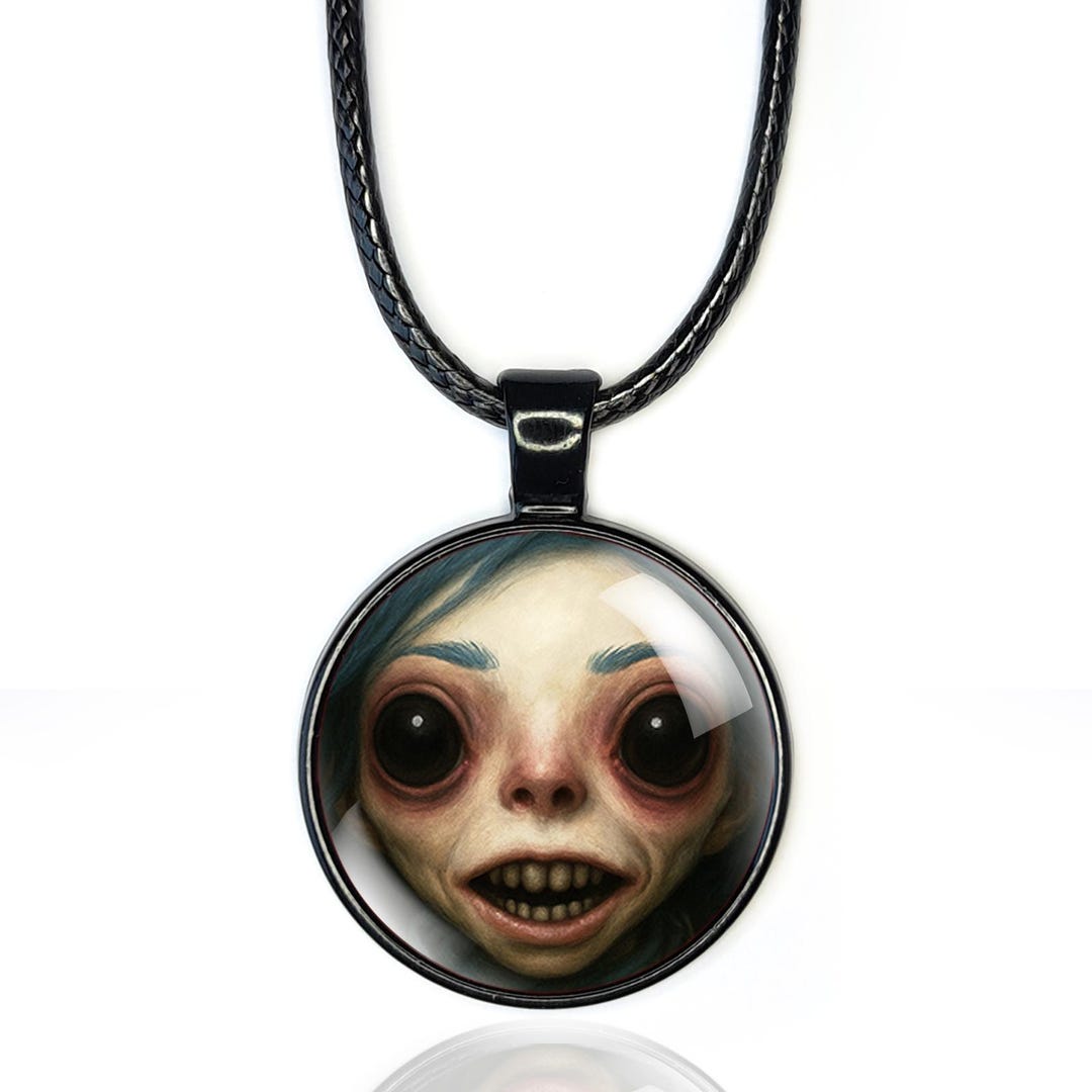 Creepy Doll Face Necklace, Gothic Dark Art Pendant, Creepy Handmade ...