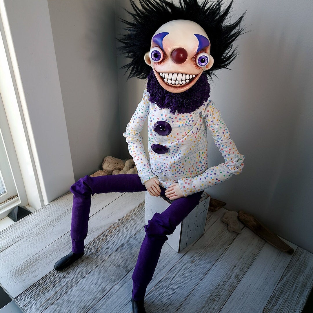 Creepy Clown Doll, Scary Clown Figurine, Halloween Home Decor, Ooak ...