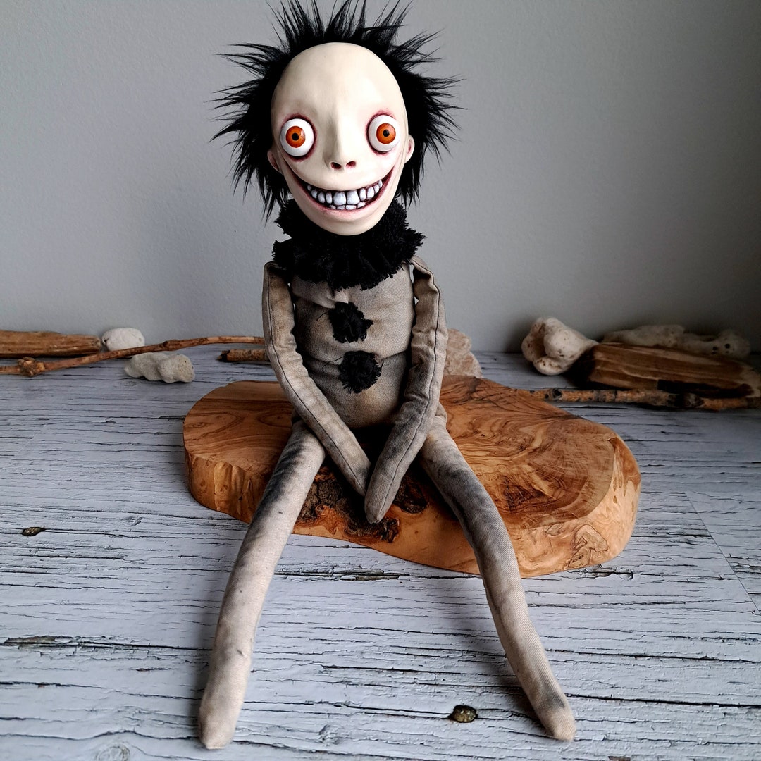 Creepy Clown Doll, Scary Clown Figurine, Halloween Home Decor, Ooak ...