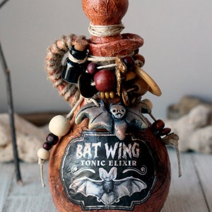 Handmade Bat Wings Potion Bottle for Witchcraft, Gothic Apothecary Jar ...