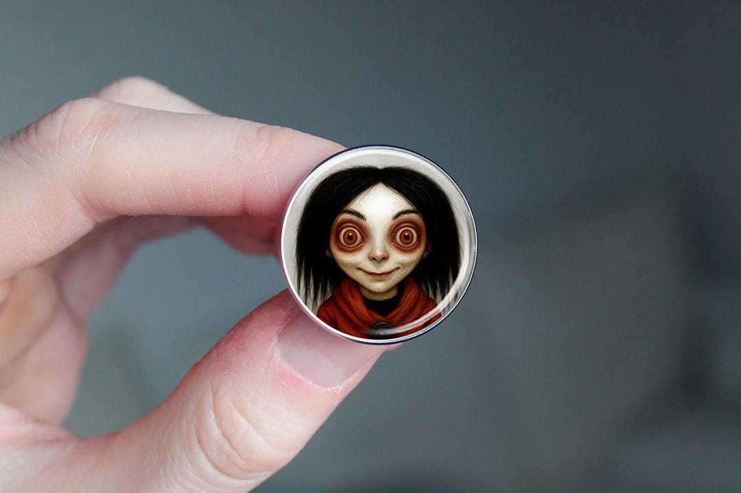 Creepy Art Pin Gothic Horror Button, Spooky Illustration Accessory ...