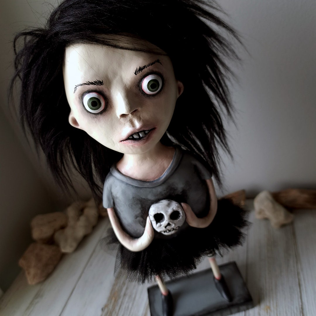 Gothic Art Doll Statue Creepy Cute Handcrafted Bookshelf Art - Etsy